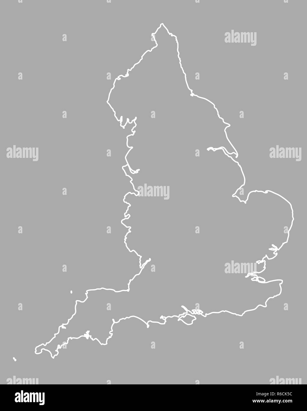 England Black And White Map