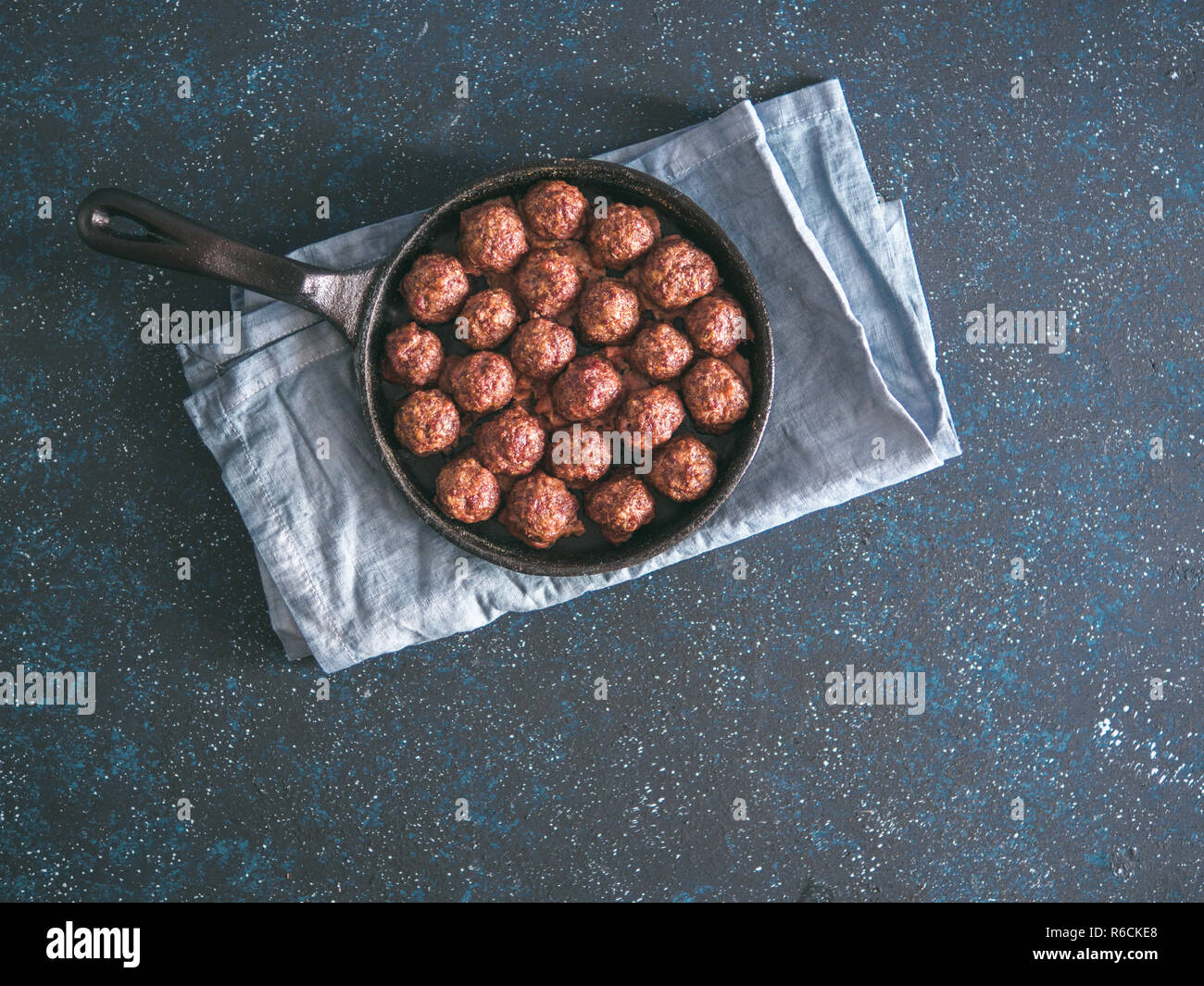 Homemade beef meatballs in cast-iron skillet Stock Photo - Alamy