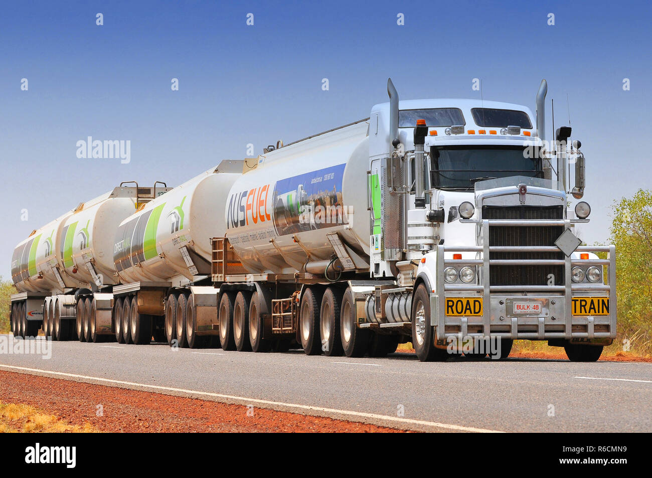 Australian Road Train On The Side Of A Road, Outback Northern Territory ...