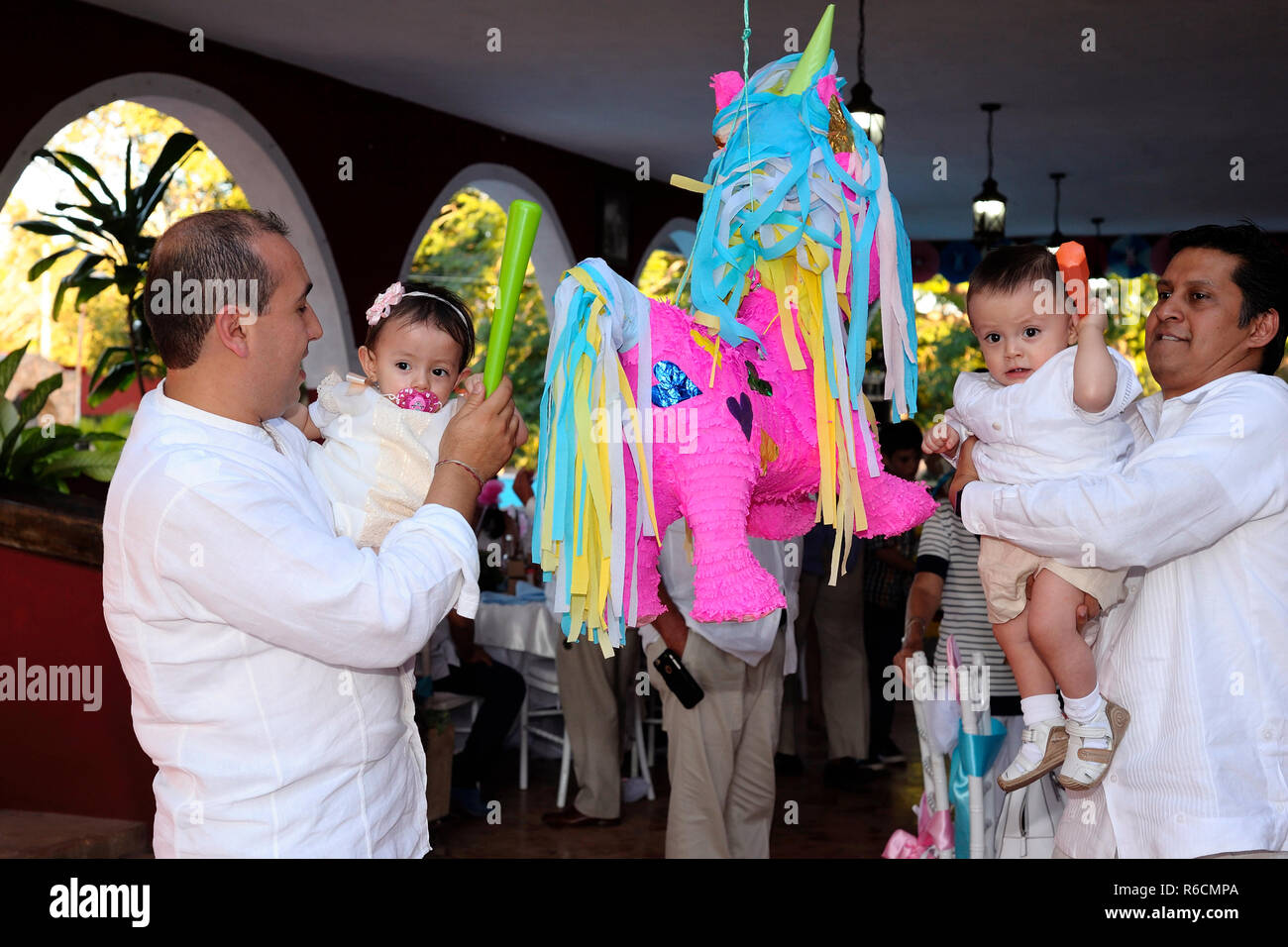 MERIDA, YUC/MEXICO: NOV 13, 2017: "Piñata" game at the baptism party of ...
