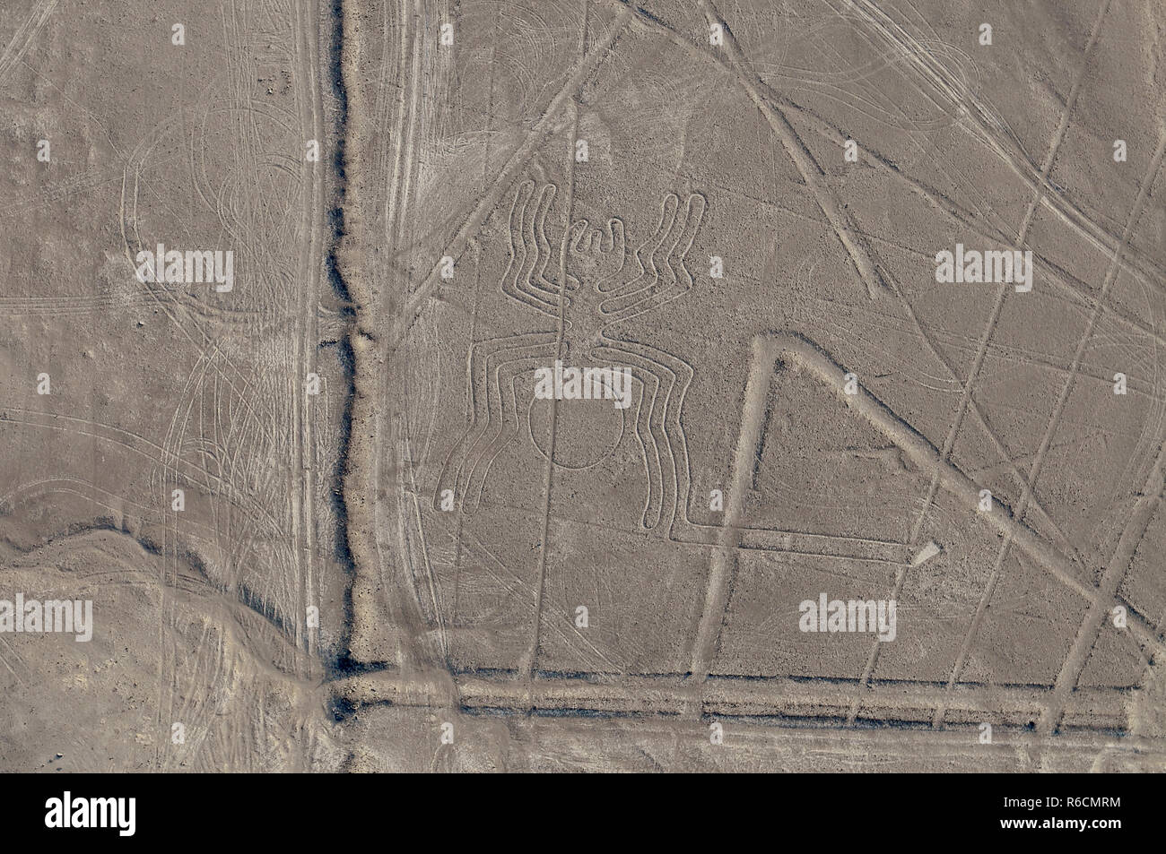 Peru, Lines Of Nasca, Aerial View, The Giant Spider Stock Photo - Alamy