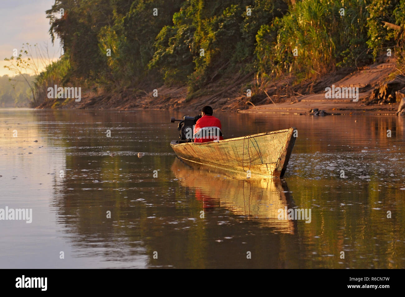 Peru, Amazon Rainforest, River, Boat Stock Photo - Alamy
