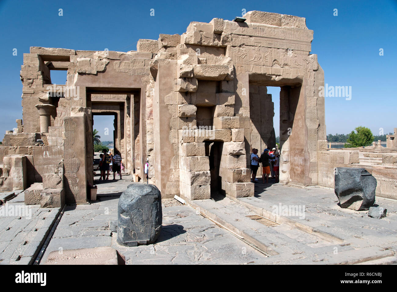 Tourists visit the Temple of Kom Ombo, Aswan Governorate, Egypt Stock ...