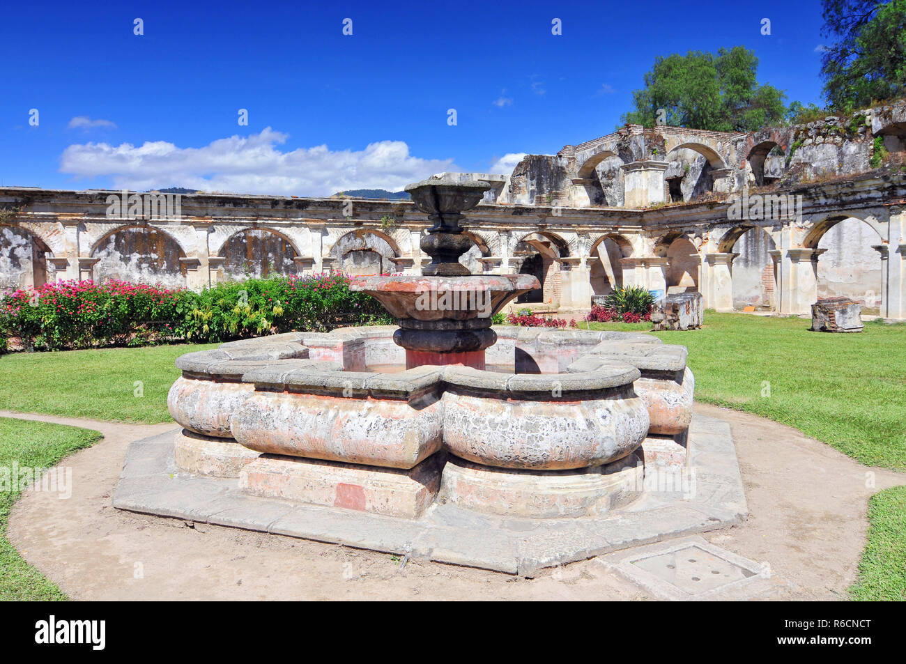 Guatemala, Antigua, Church And Convent Of Capuchinas, Main Fountain ...