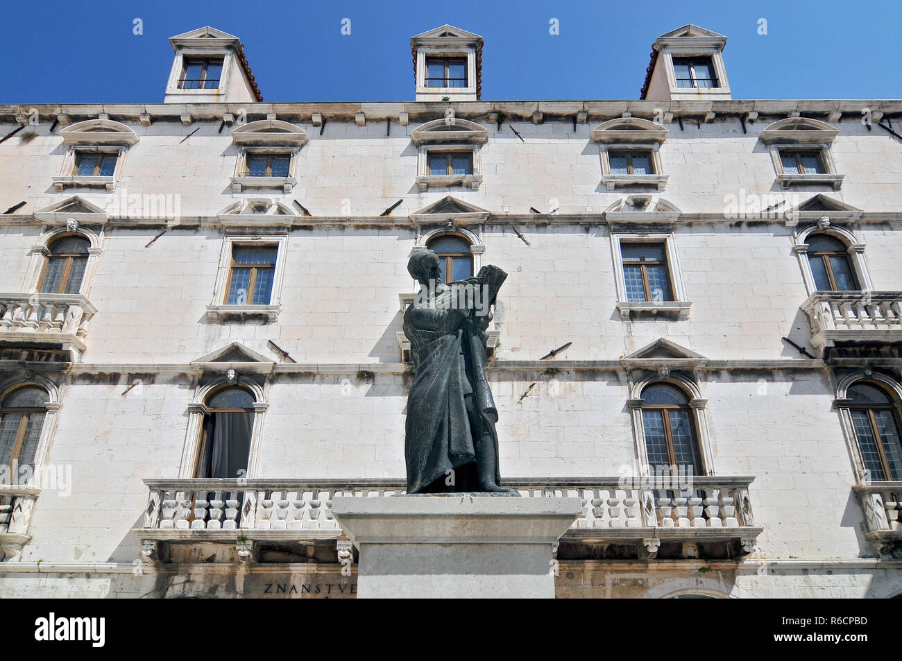 Croatia, Split, Milesi Palace And Statue Of Marko Marulic, Famed ...