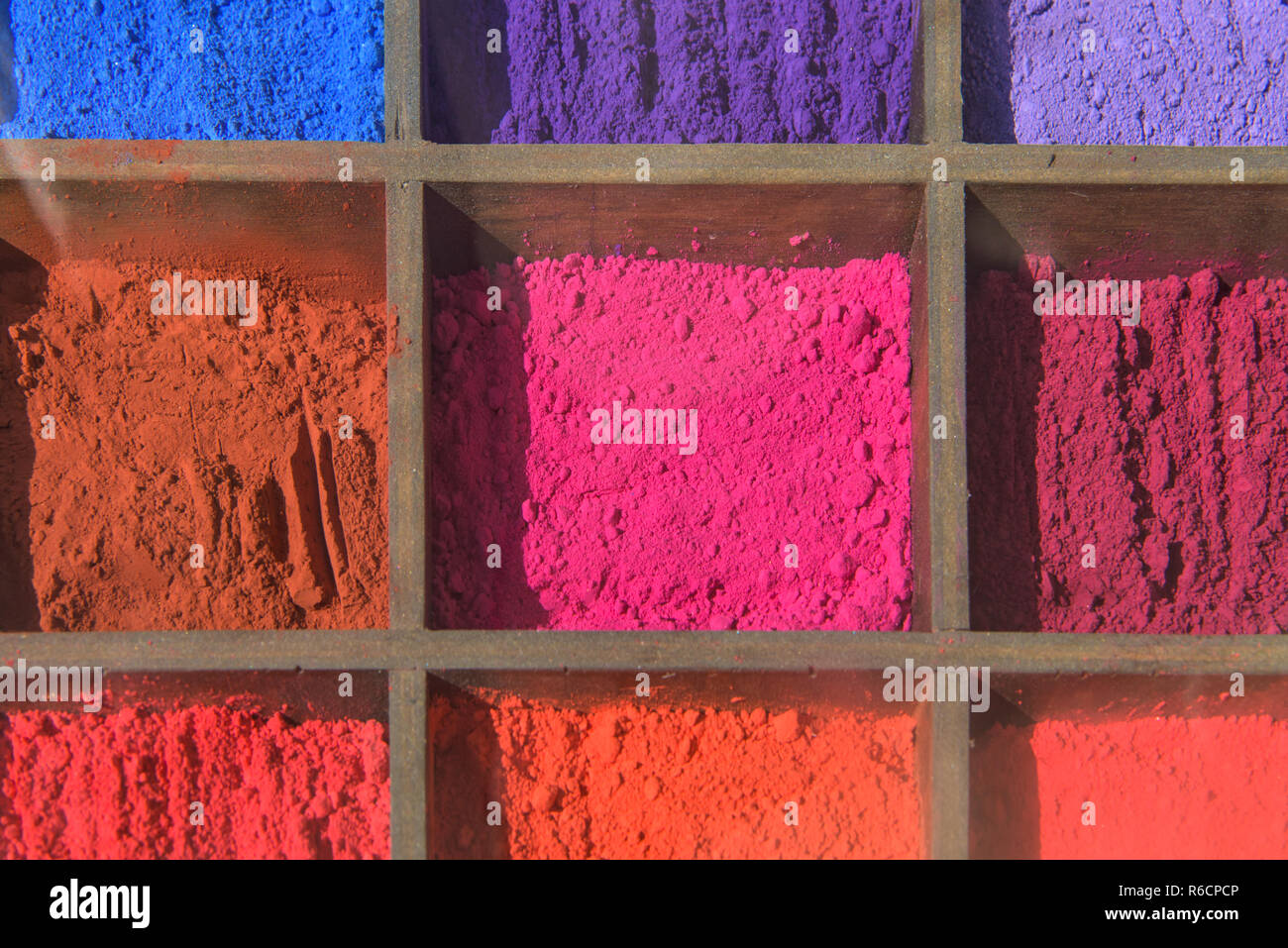 Color pigment powder in box Stock Photo - Alamy