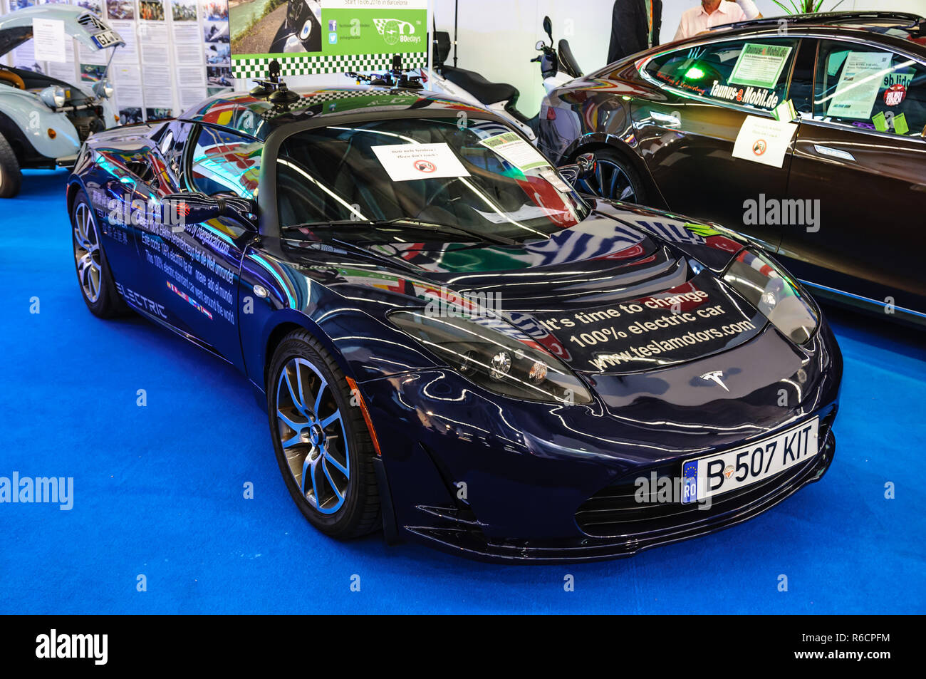 FRANKFURT - SEPT 2015: Tesla Roadster presented at IAA International ...