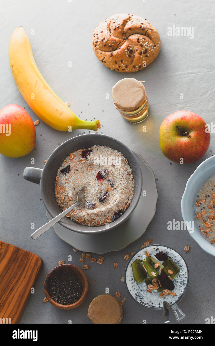 Healthy breakfast variety Stock Photo - Alamy