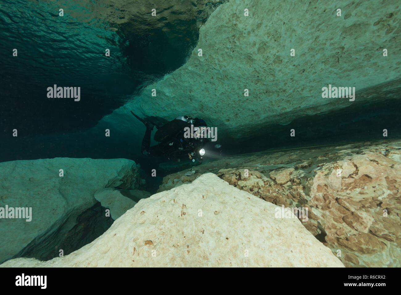 divers underwater caves diving Florida Jackson Blue cave USA Stock ...