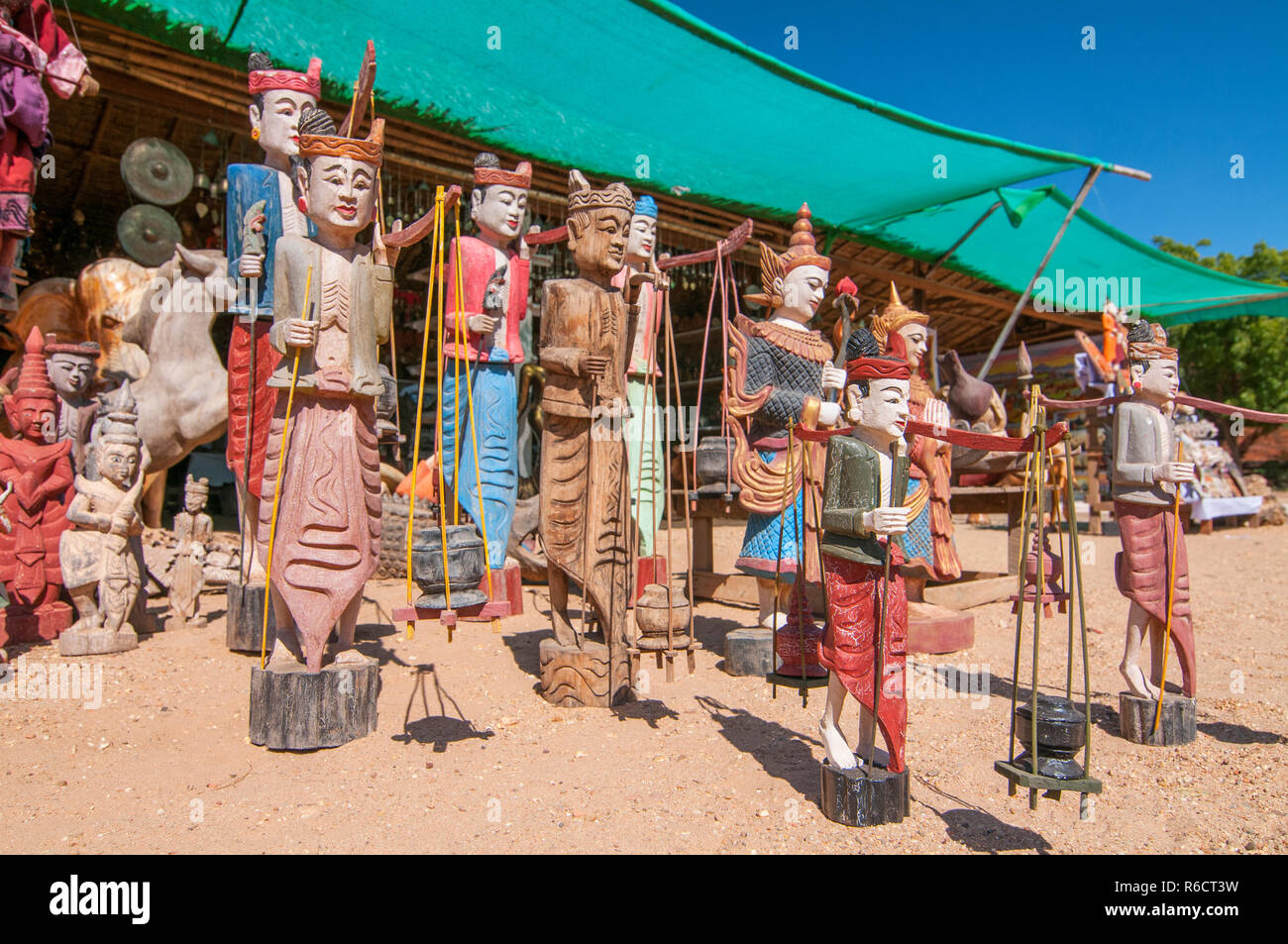 Wooden Buddha Mask, Hand-Made Souvenirs On The Market At Bagan, Burma ...