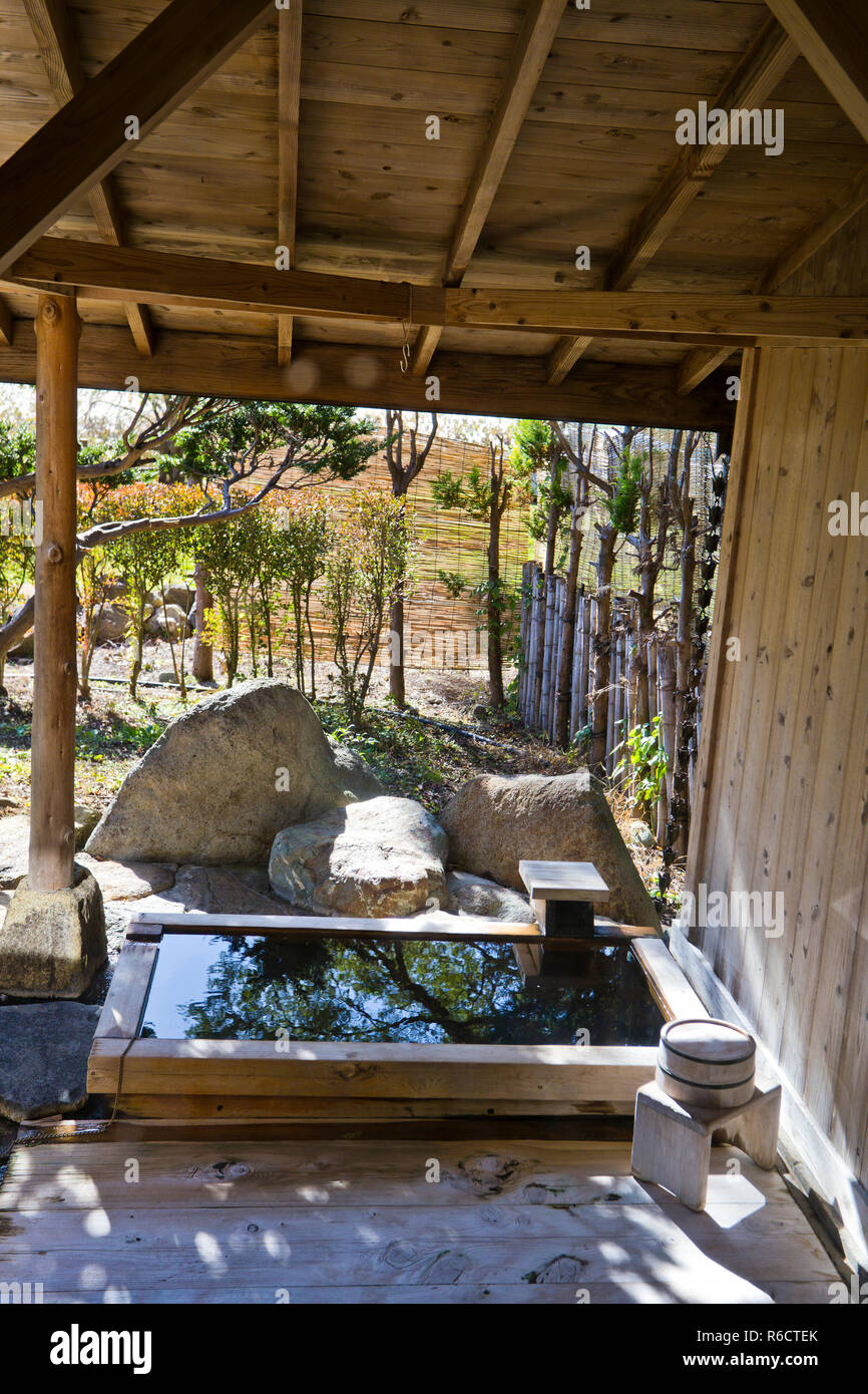 Japanese open air hot spring - onsen in Shiobara onsen village Stock ...