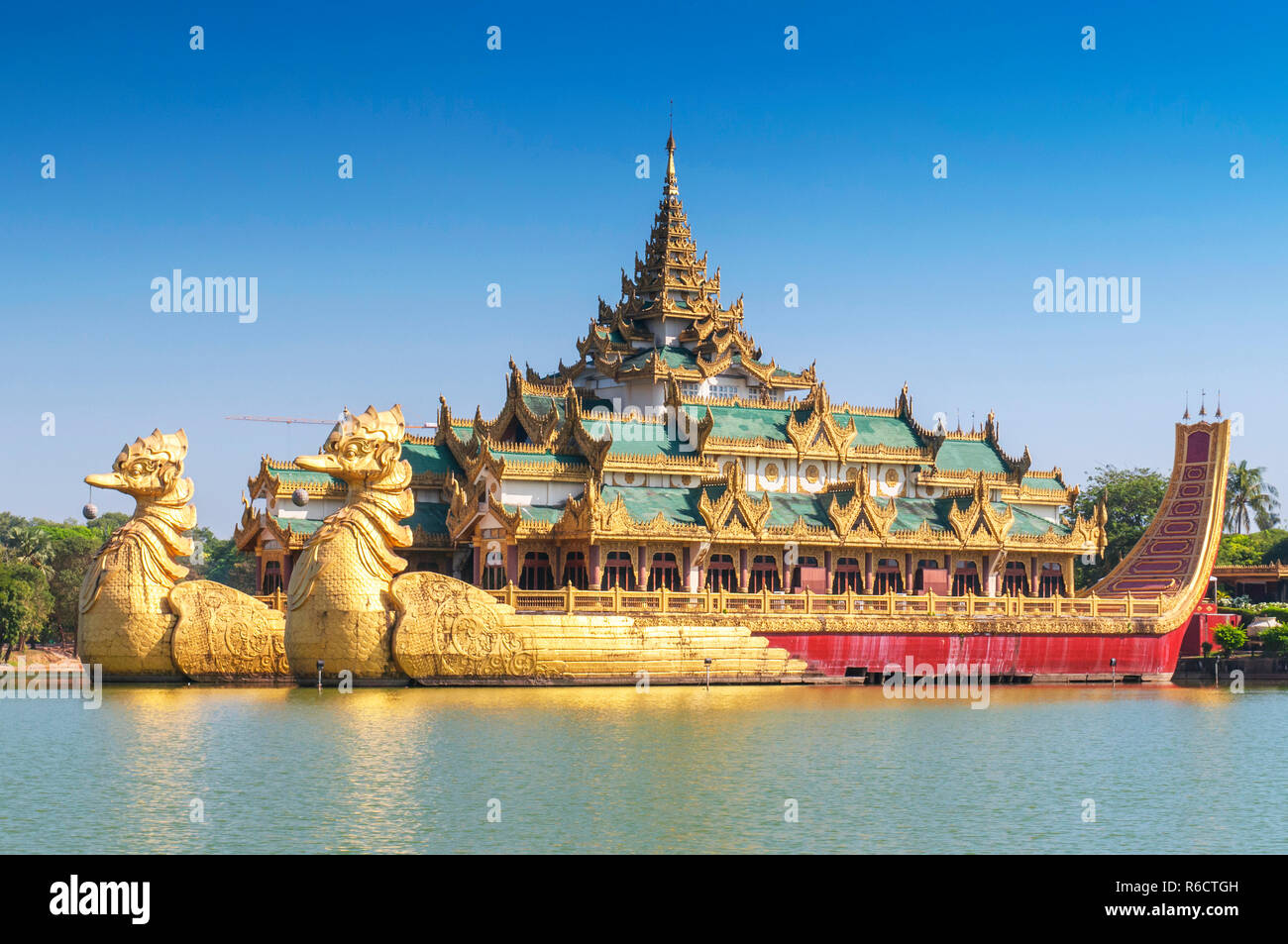 Karaweik Palace In Kandawgyi Royal Lake, Yangon, Myanmar Stock Photo ...