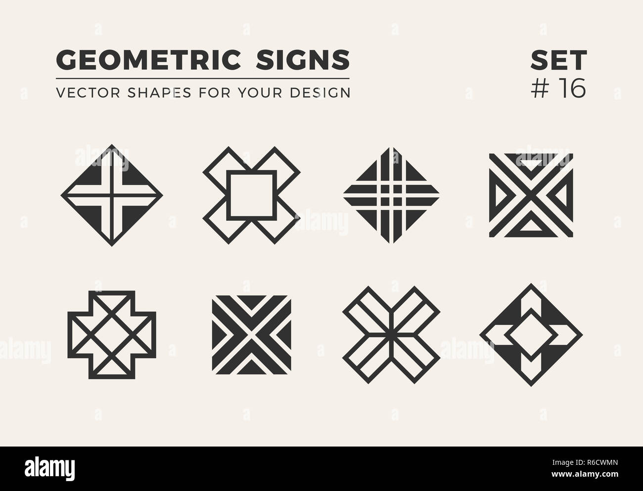 Set of eight minimalistic shapes. Stylish vector logo emblems for Your ...