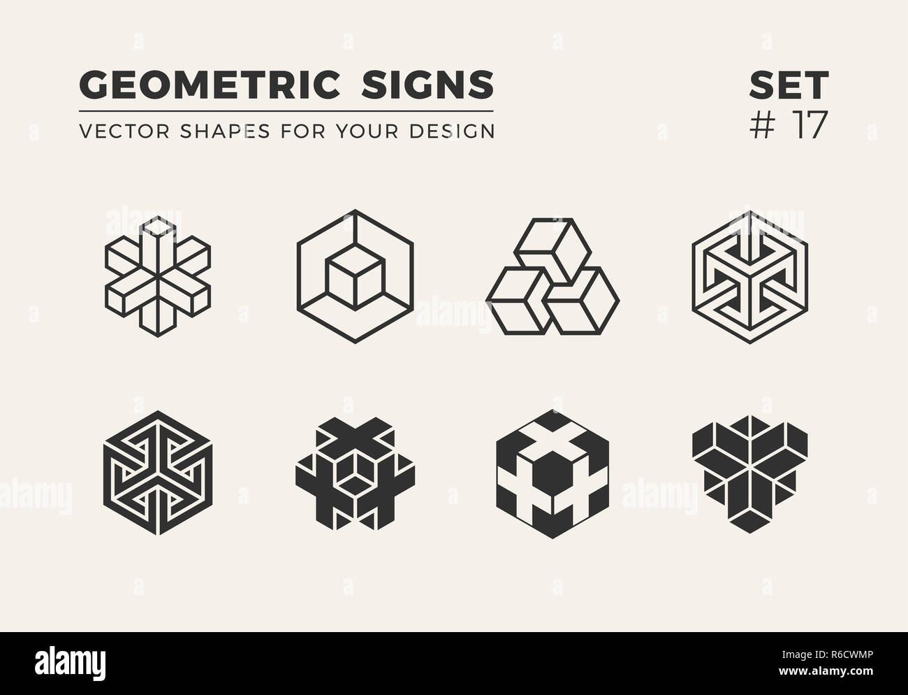 Set of eight minimalistic shapes. Stylish vector logo emblems for Your ...