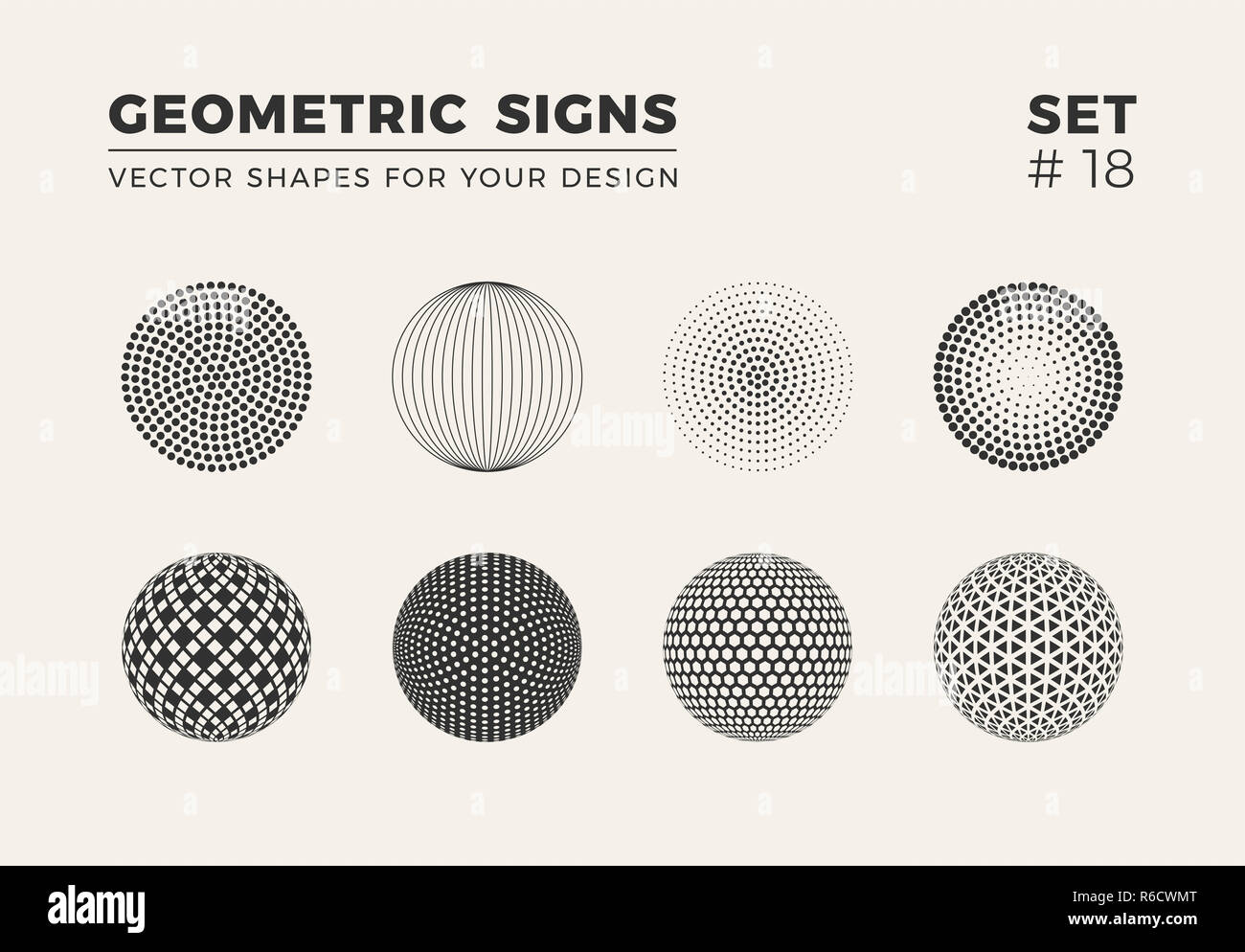 Set of eight minimalistic shapes. Stylish vector logo emblems for Your ...