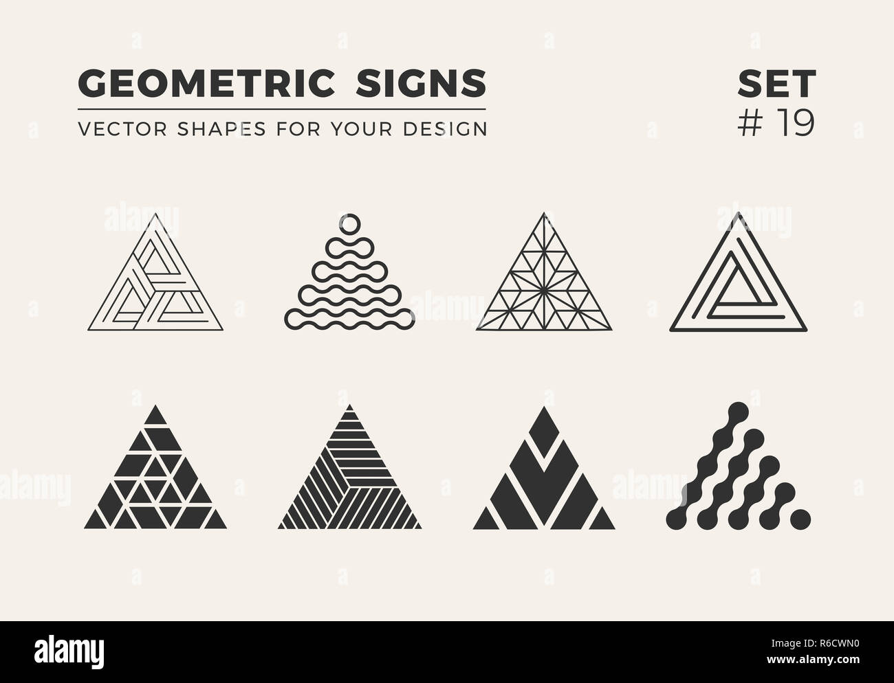 Set of eight minimalistic shapes. Stylish vector logo emblems for Your ...