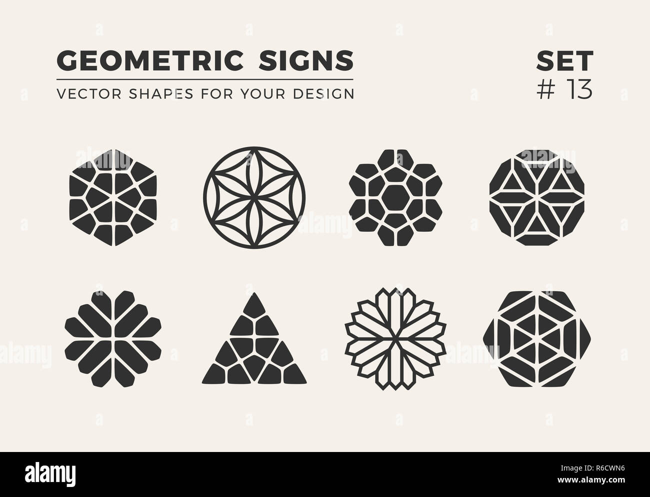 Set of eight minimalistic shapes. Stylish vector logo emblems for Your ...