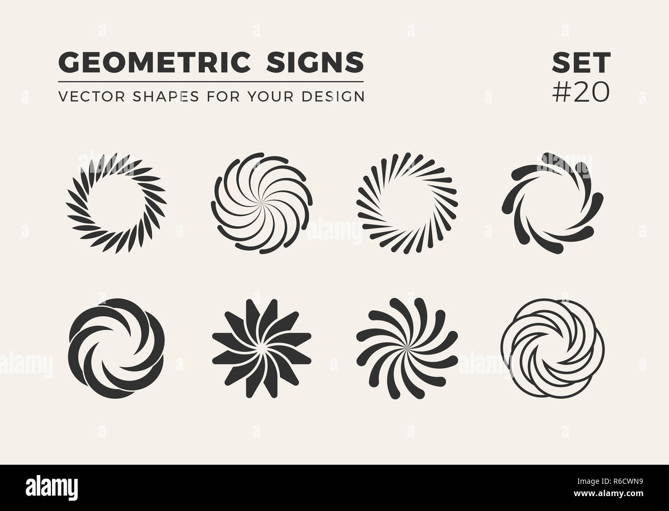 Set of eight minimalistic shapes. Stylish vector logo emblems for Your ...