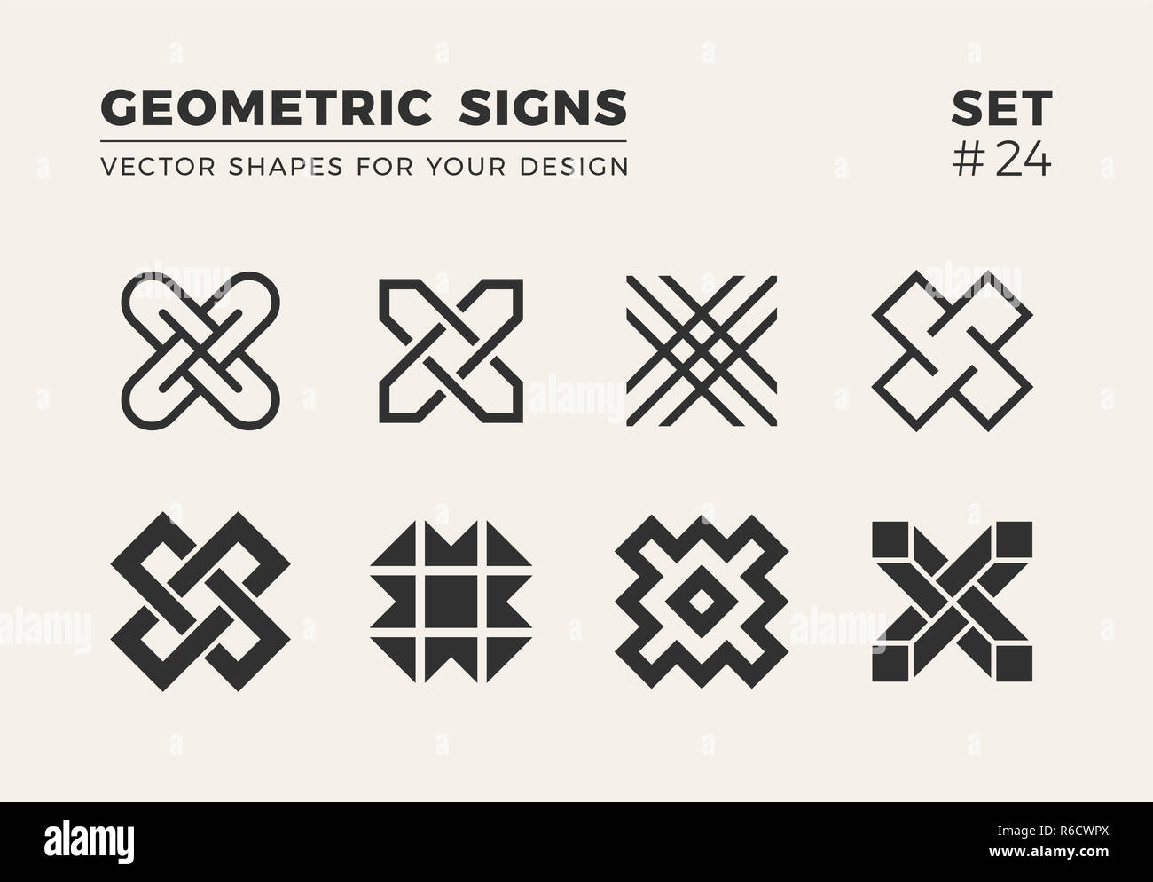 Set of eight minimalistic trendy shapes. Stylish vector logo emblems ...