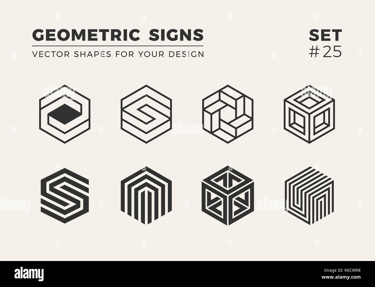 Set of eight minimalistic trendy shapes. Stylish vector logo emblems ...