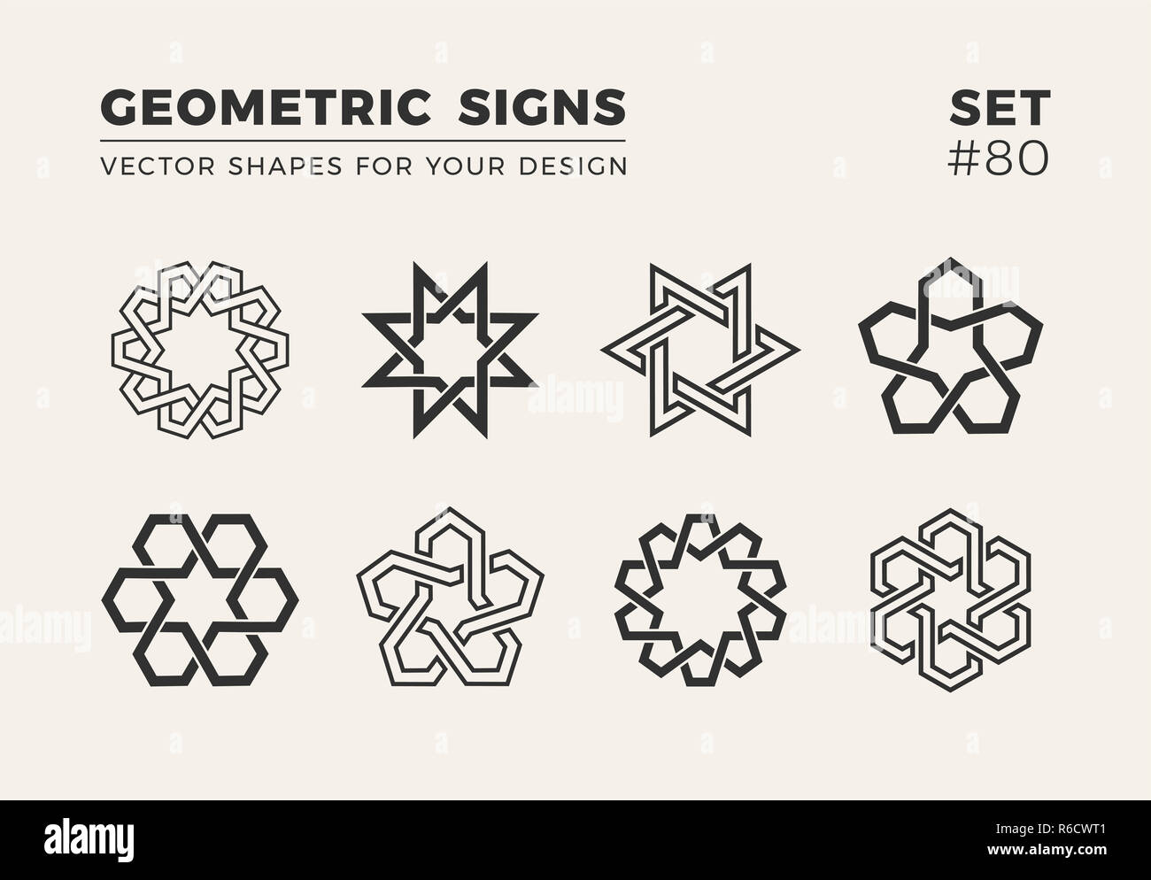 Set of eight minimalistic trendy shapes. Stylish vector logo emblems ...