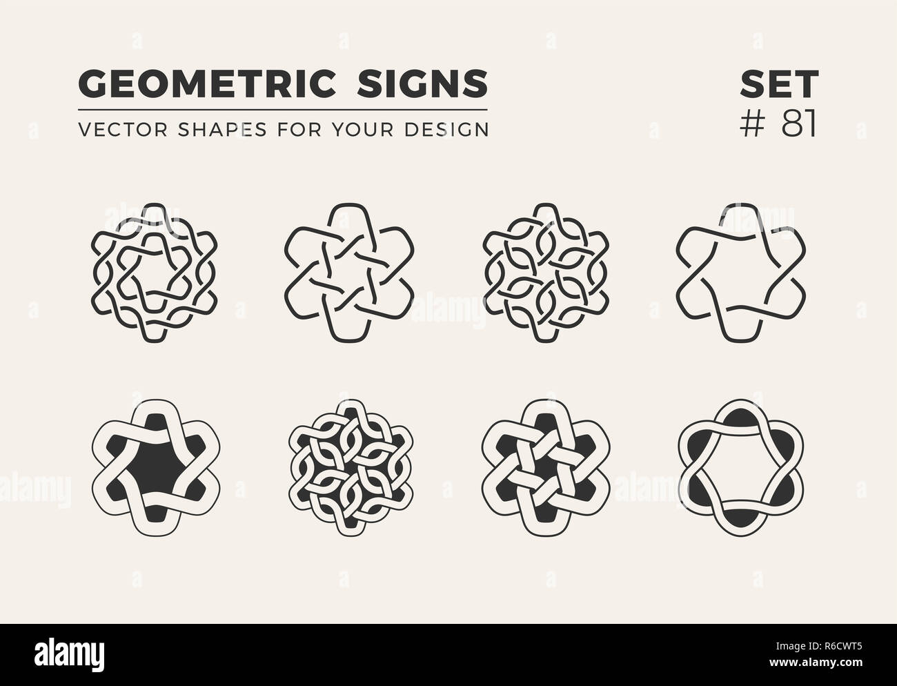 Set of eight minimalistic trendy shapes. Stylish vector logo emblems ...