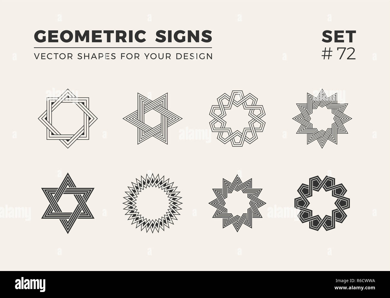 Set of eight minimalistic trendy shapes. Stylish vector logo emblems ...