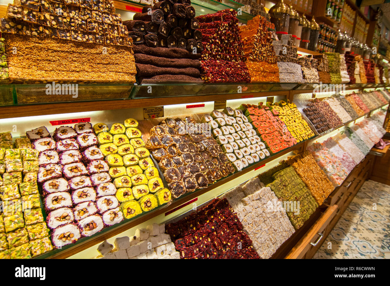 Wide Selection Of Exotic Oriental Sweets Including Baklava, Toffees And ...