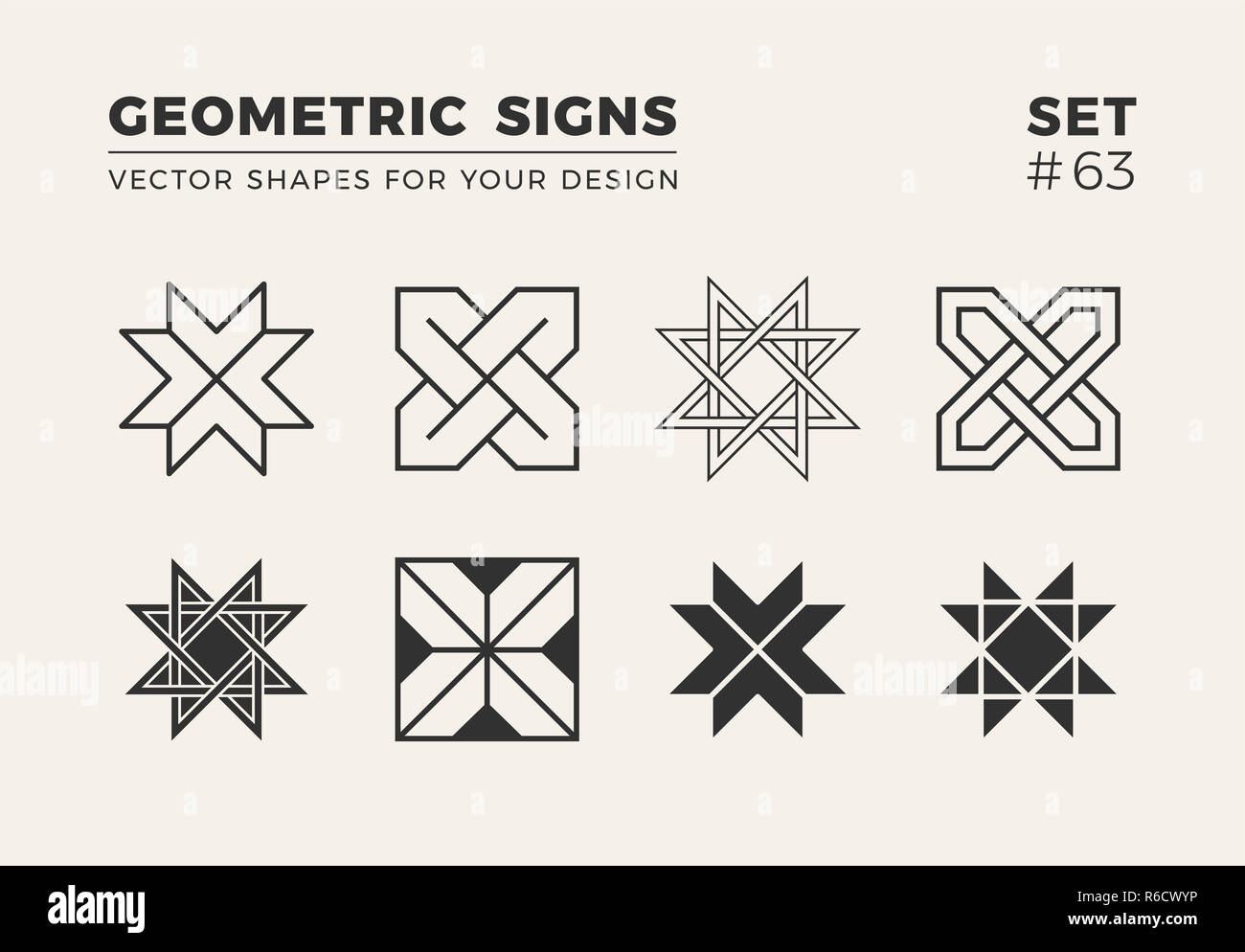 Set of eight minimalistic trendy shapes. Stylish vector logo emblems ...