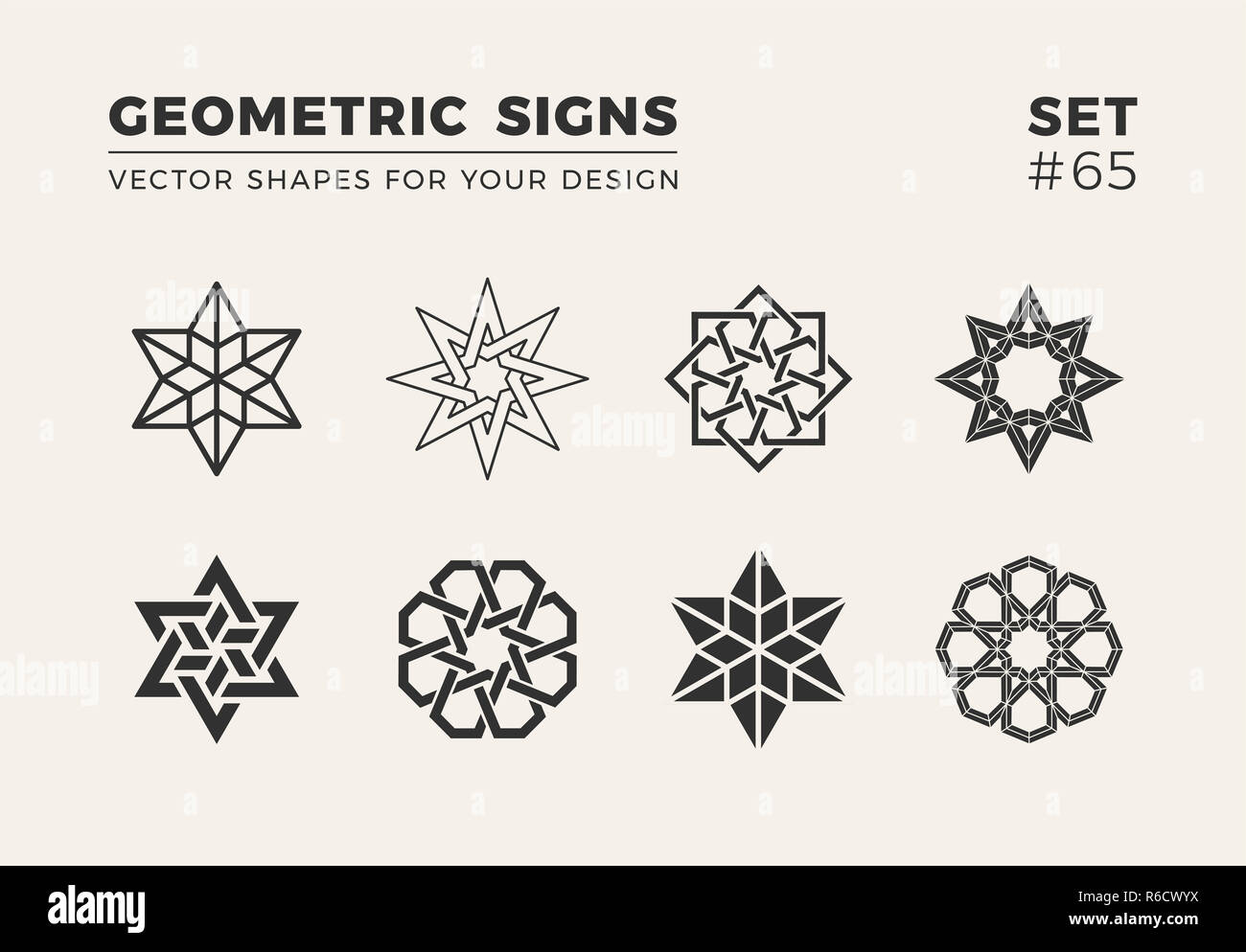 Set of eight minimalistic trendy shapes. Stylish vector logo emblems ...