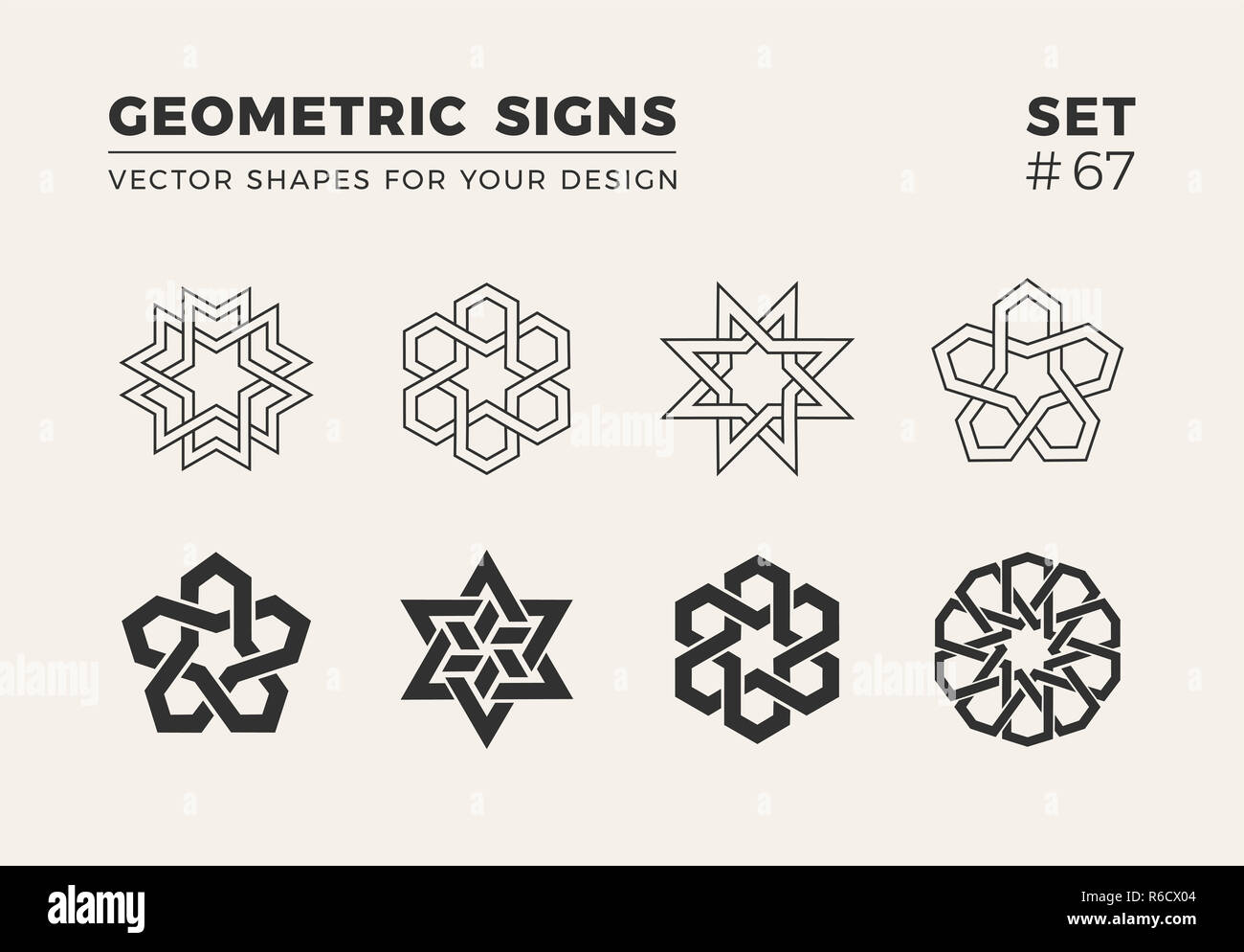 Set of eight minimalistic trendy shapes. Stylish vector logo emblems ...