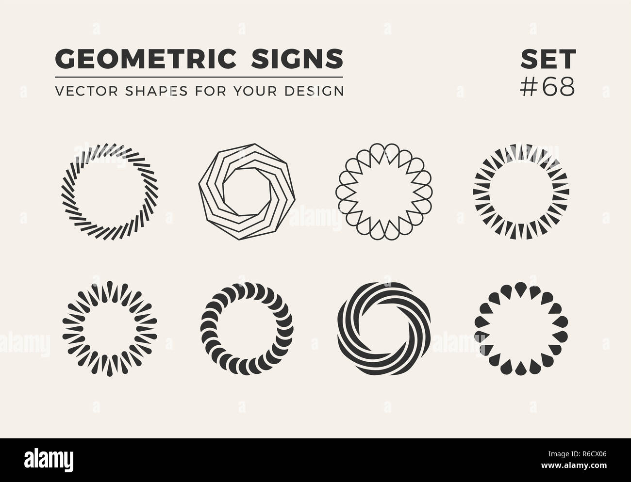 Set of eight minimalistic trendy shapes. Stylish vector logo emblems ...