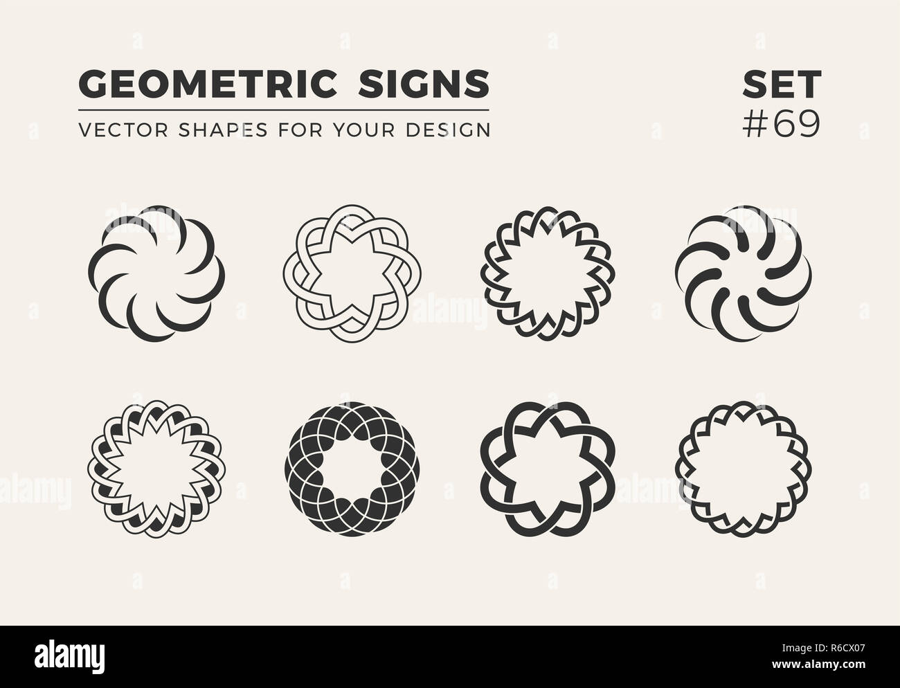 Set of eight minimalistic trendy shapes. Stylish vector logo emblems ...