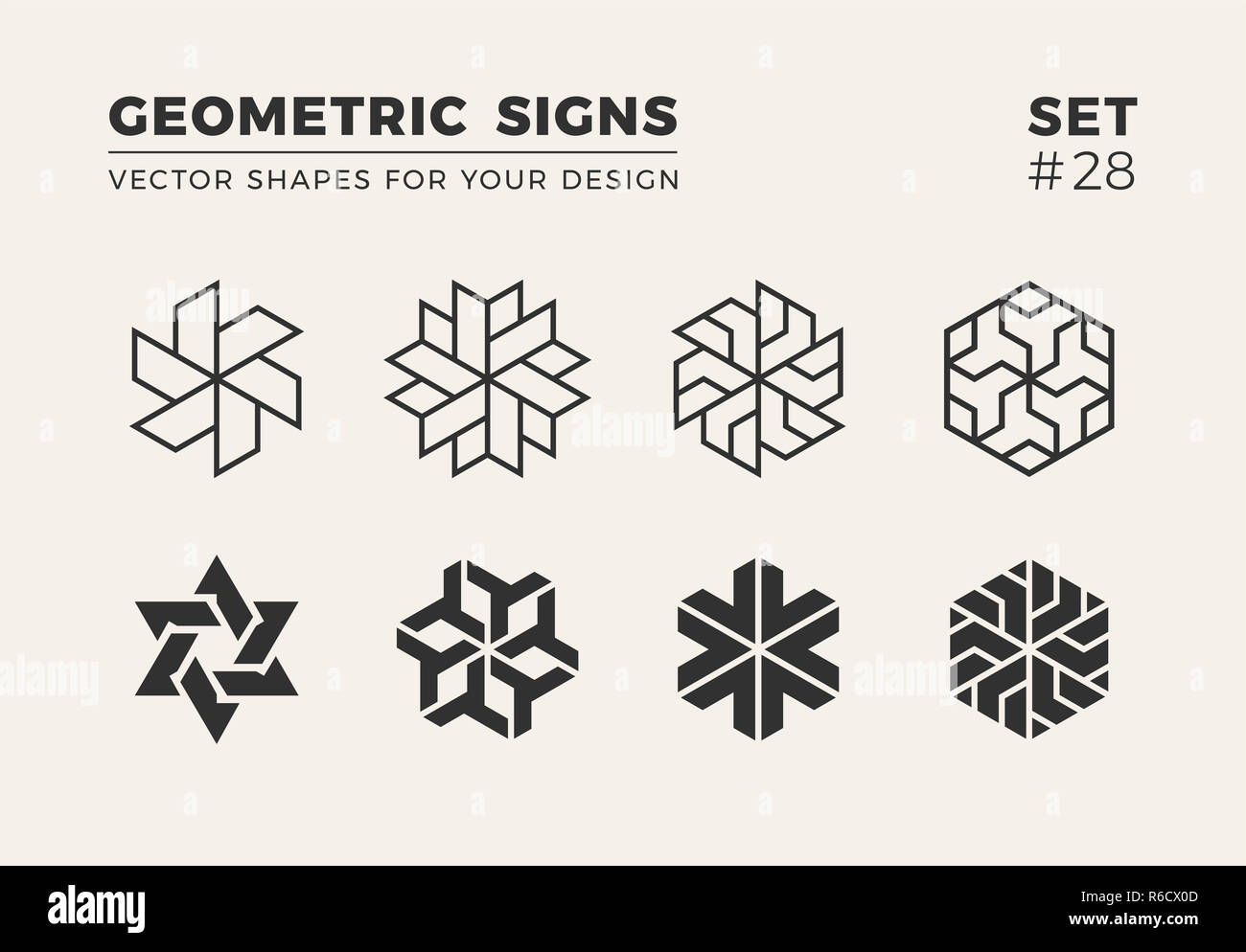 Set of eight minimalistic trendy shapes. Stylish vector logo emblems ...