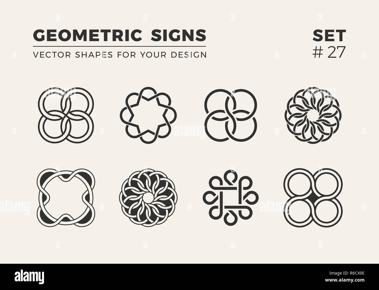 Set of eight minimalistic trendy shapes. Stylish vector logo emblems ...