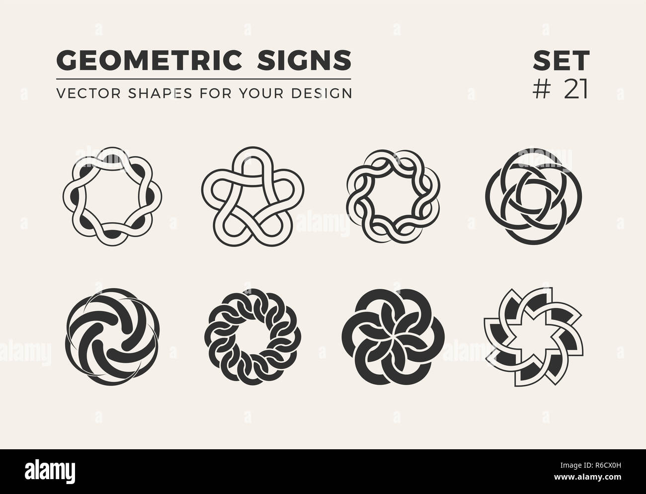 Set of eight minimalistic trendy shapes. Stylish vector logo emblems ...