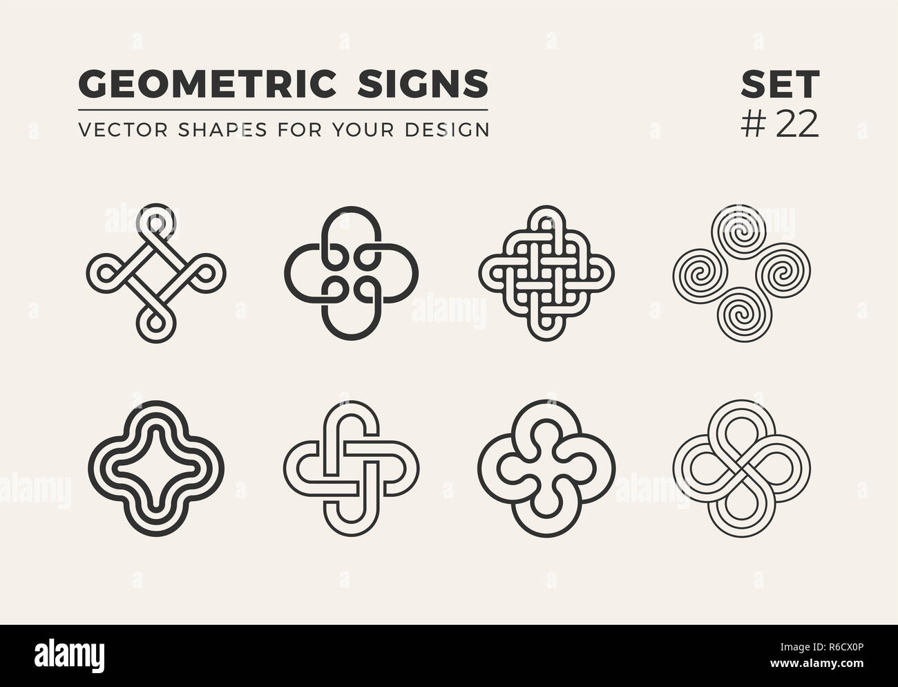 Set of eight minimalistic trendy shapes. Stylish vector logo emblems ...