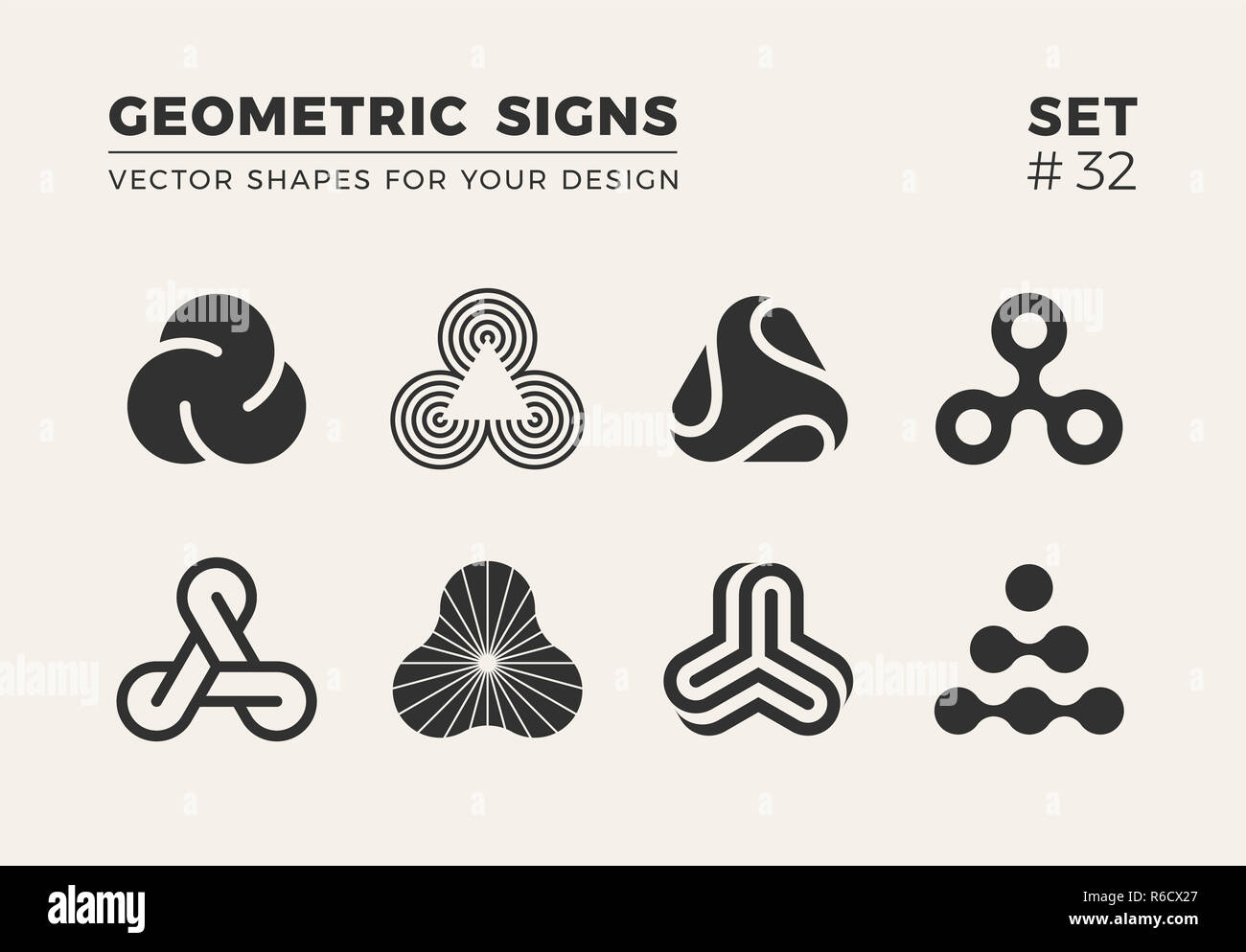 Set of eight minimalistic trendy shapes. Stylish vector logo emblems ...