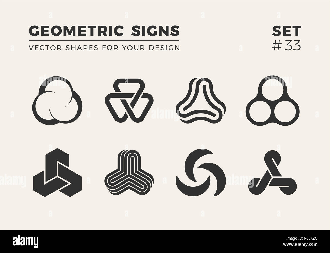 Set of eight minimalistic trendy shapes. Stylish vector logo emblems ...