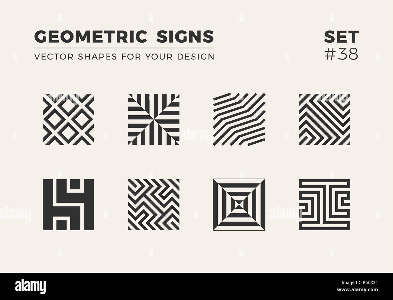 Set of eight minimalistic trendy shapes. Stylish vector logo emblems ...
