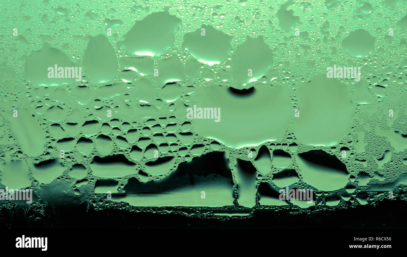 Condensation, Vapor, Rain, Water Drops Of Various Sizes On A Glass ...