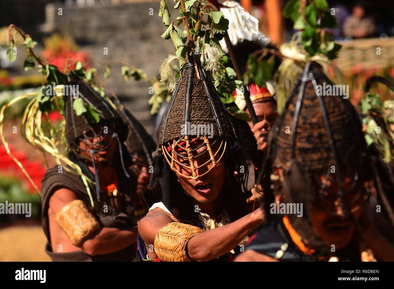 Kisama, India, Dec 05, 2018: A members from Khiamniungan tribes ...
