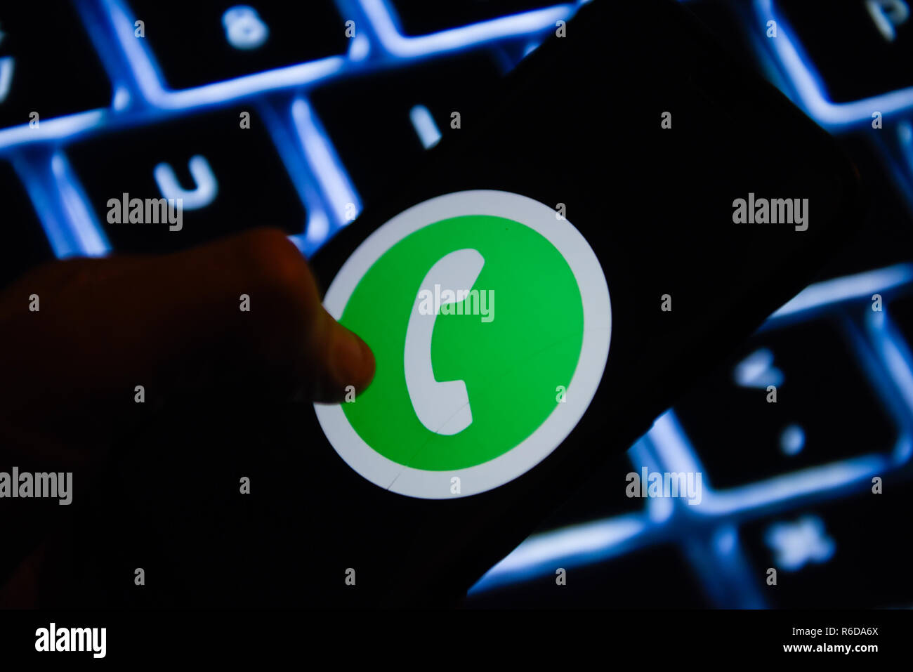 Krakow, Poland. 5th Dec, 2018. WhatsApp logo is seen on an android ...