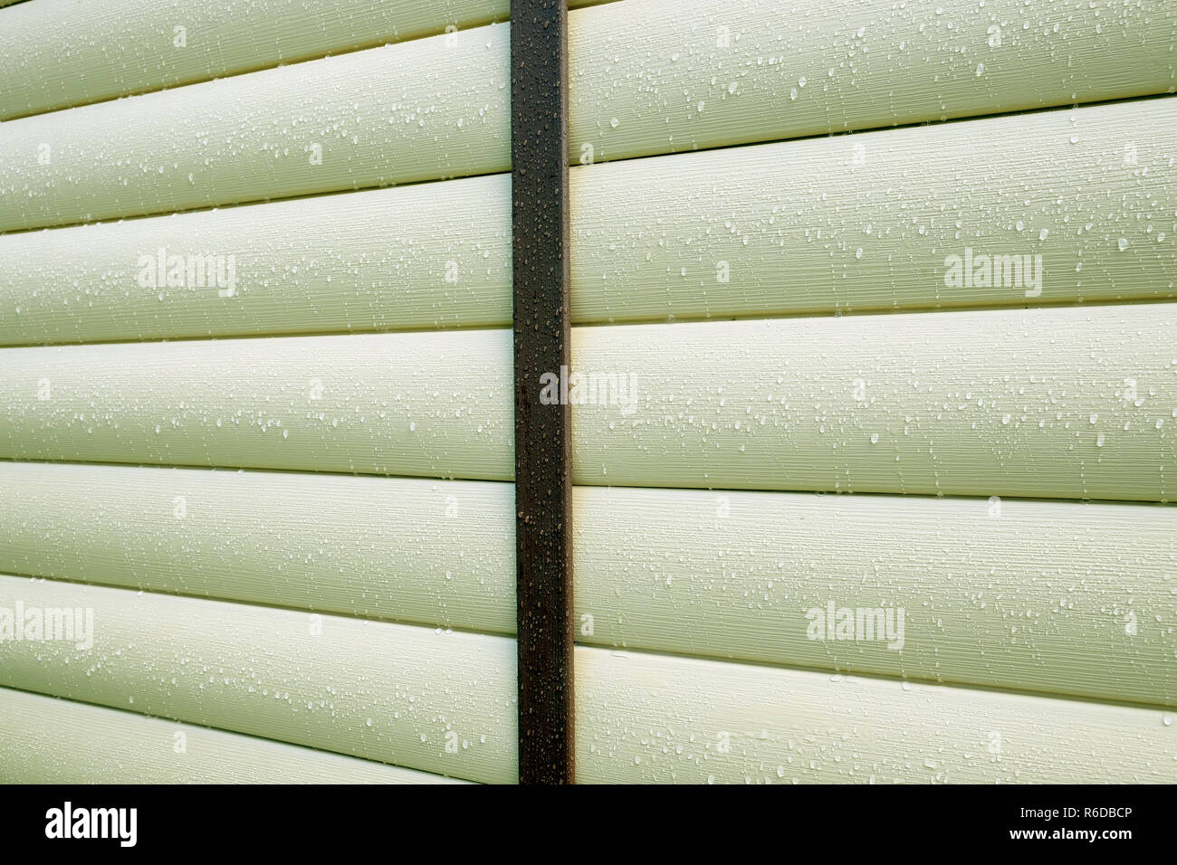 Building wall finished with beige siding panels protect house from bad ...