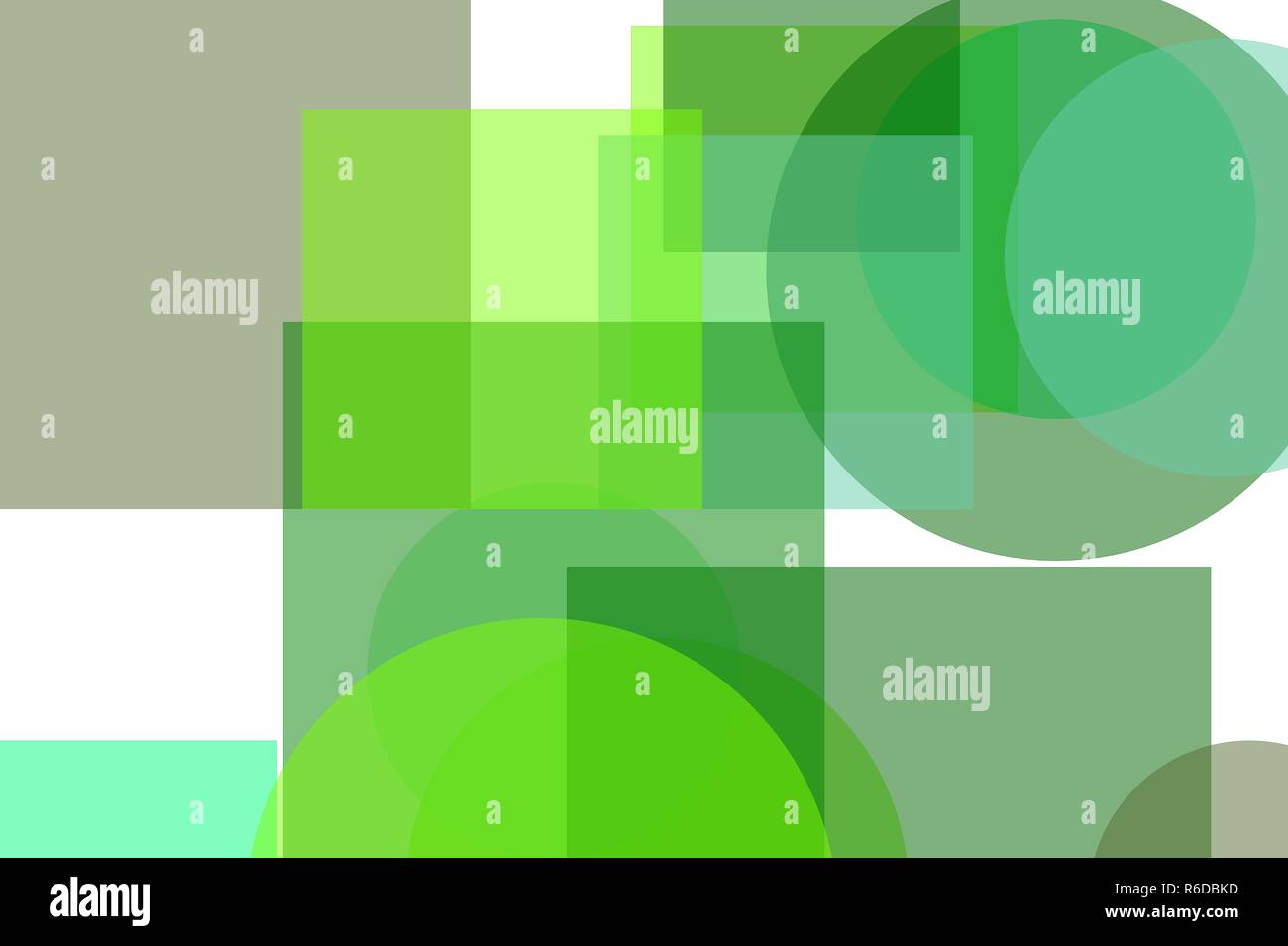 Abstract green circles squares illustration background Stock Photo - Alamy