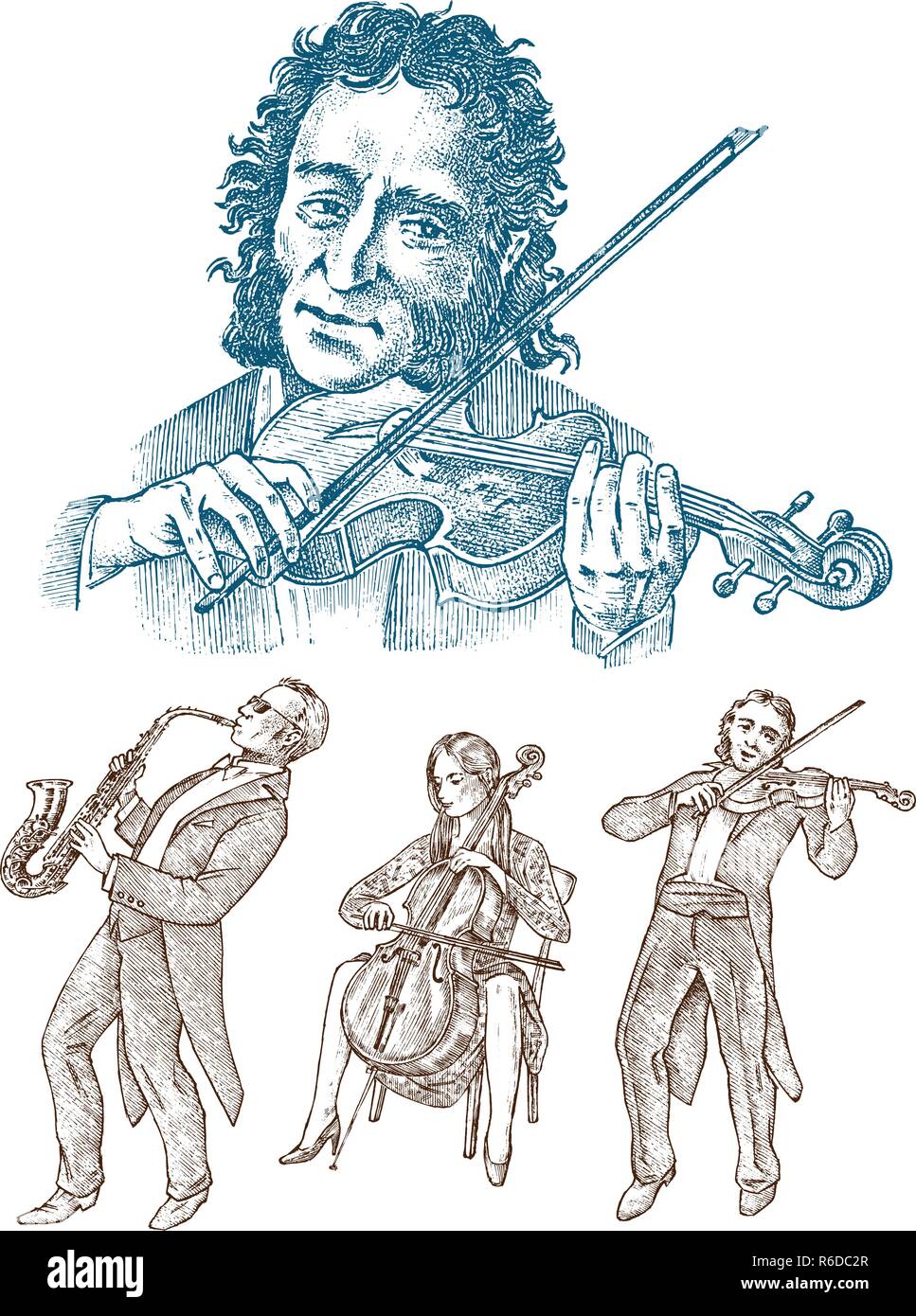 Symphony Orchestra. Men and women play the classical instruments, the ...