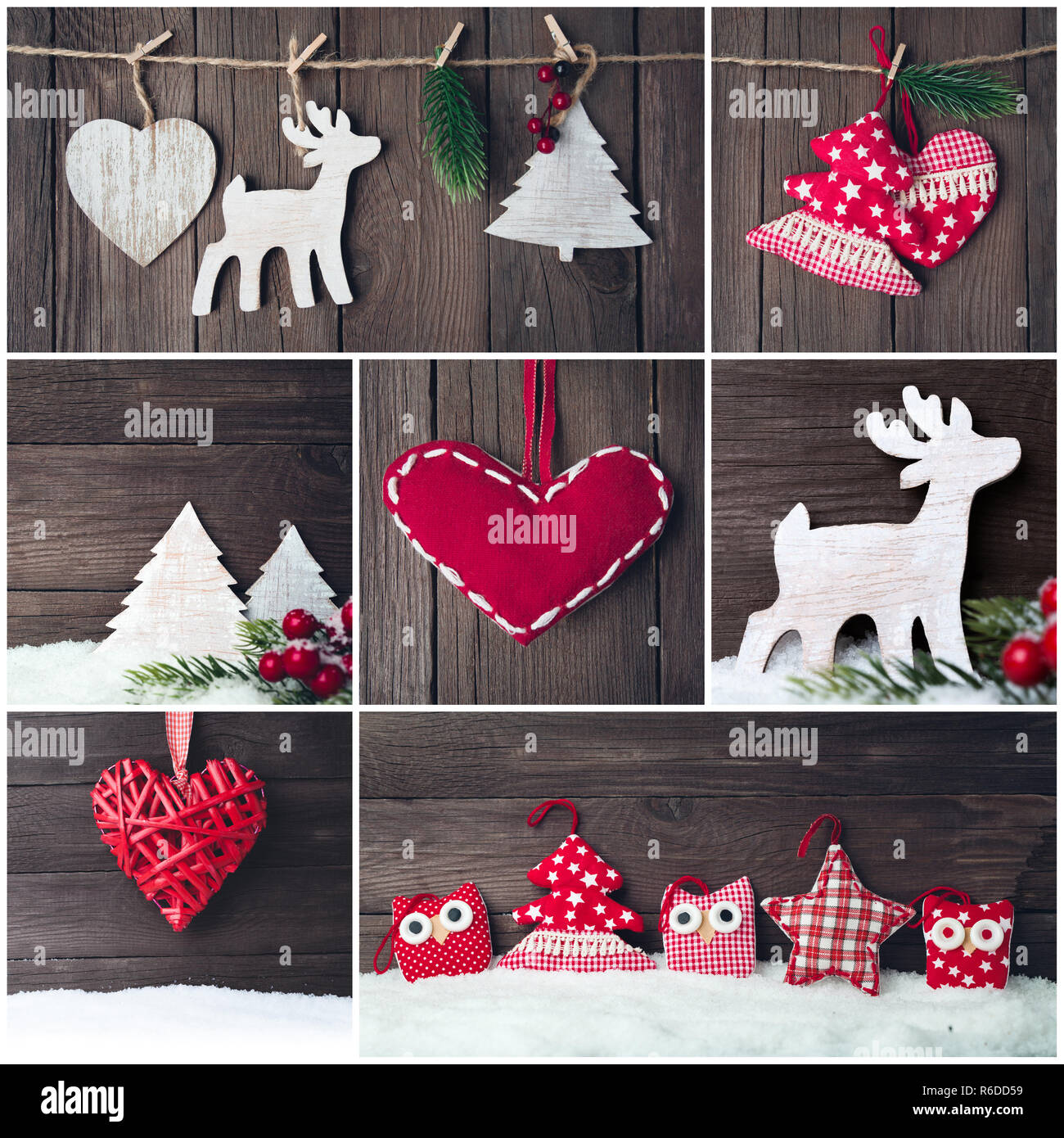 Collage of photos with christmas vintage toys Stock Photo - Alamy