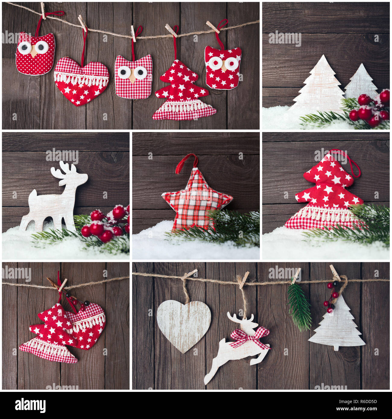 Collage of photos with christmas vintage toys Stock Photo - Alamy