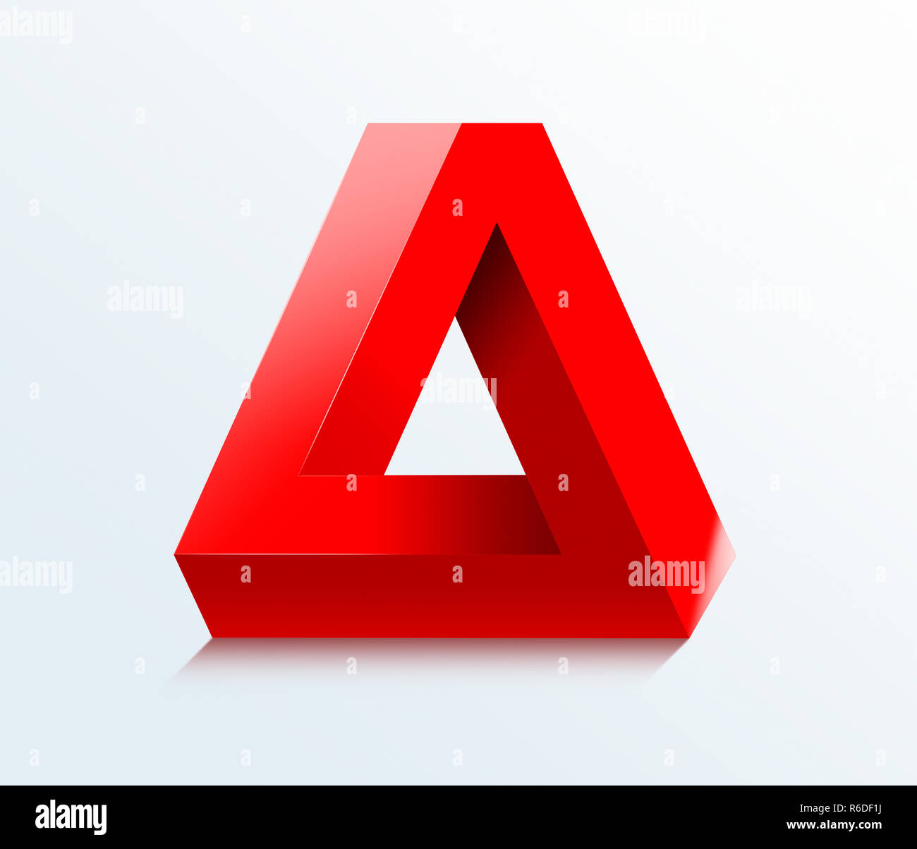 Digital image of Escher style red triangular impossible optical ...