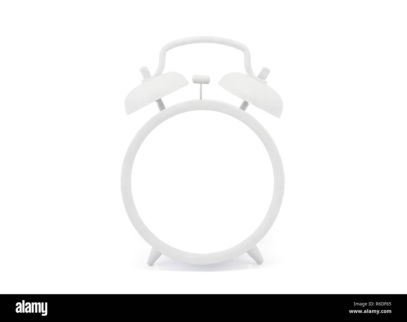Blank old style white alarm clock with clipping path Stock Photo - Alamy